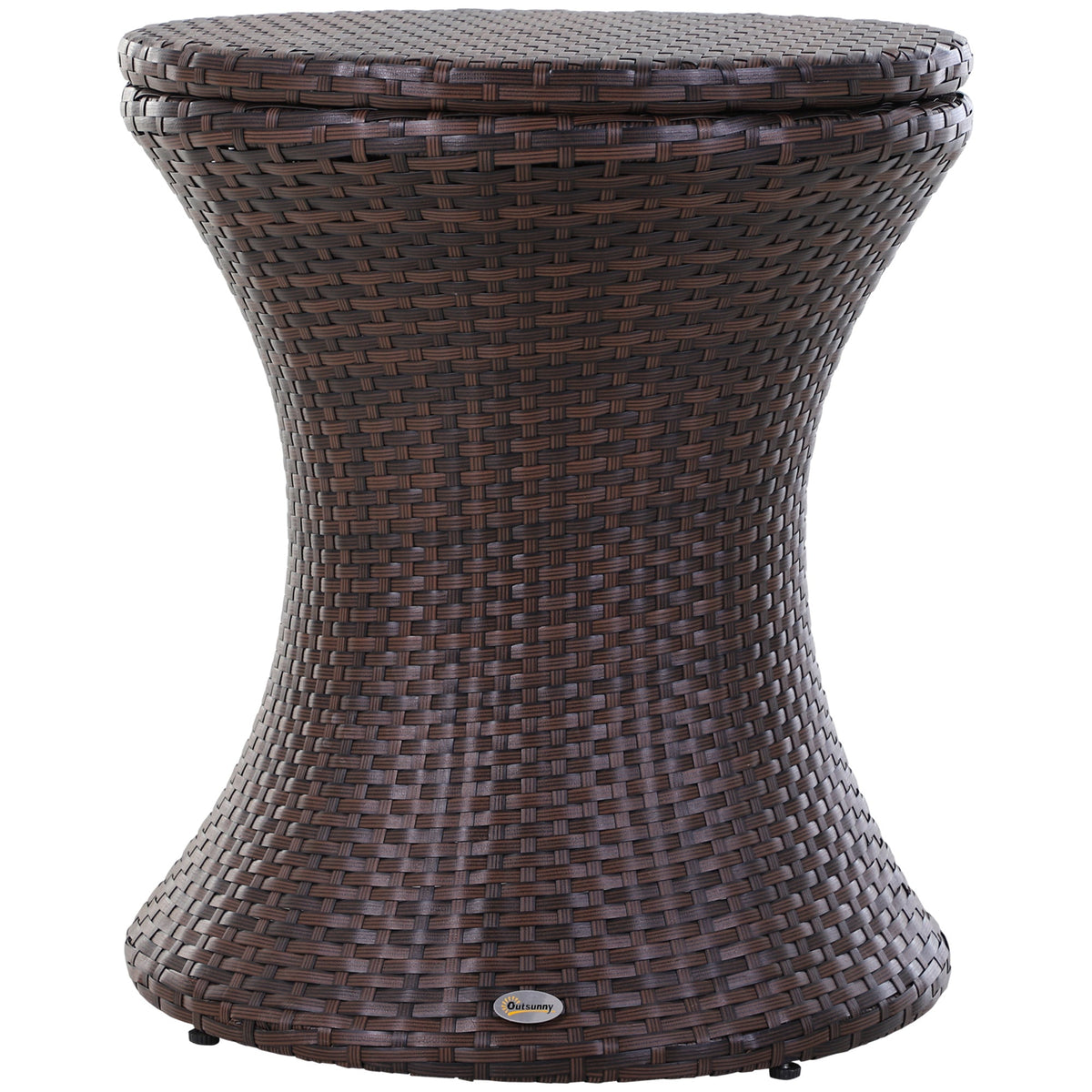 PE Rattan Ice Bucket Table, Height Adjustable Outdoor Drinks Cooler, R ...