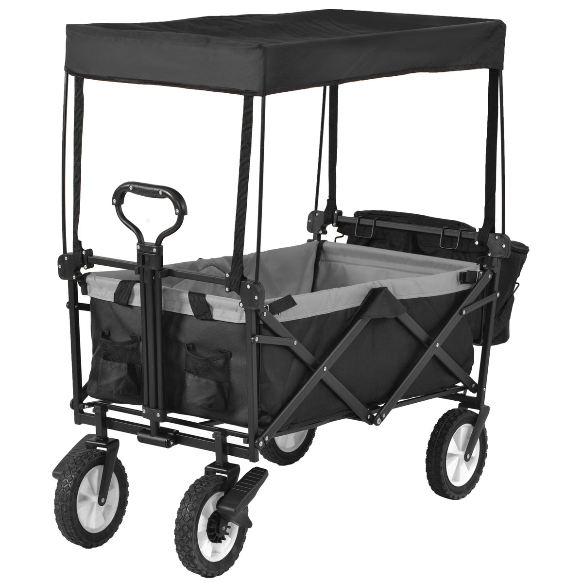 Garden Cart: Removable Canopy, Foldable Trolley Wagon, Front Cup Holde ...