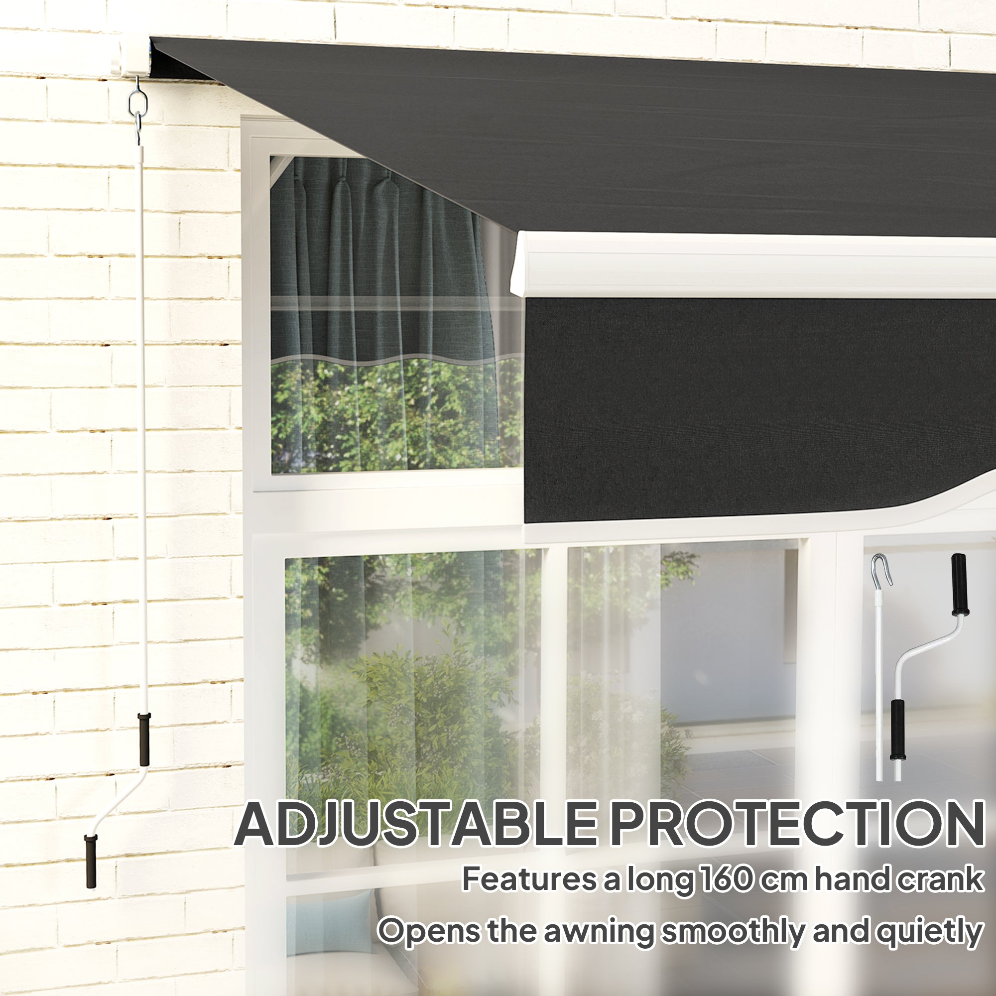 Garden Retractable Awning with Adjustable Angle and Aluminum Frame, Bl ...