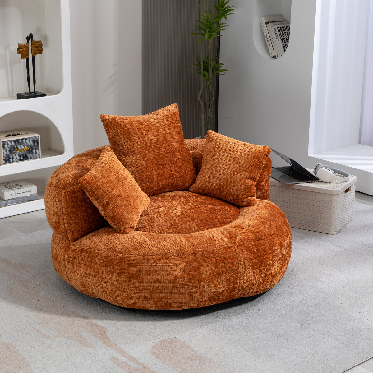 COOLMORE Lazy Sofa: Durable Comfort Lounger with Three Pillows, Orange ...