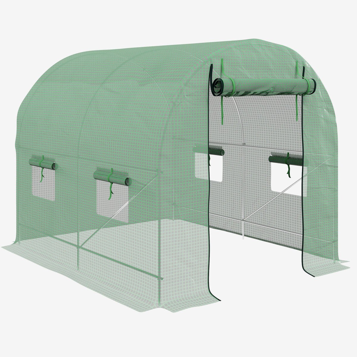 Walk-In Garden Polytunnel Greenhouse Roll-Up Door 4 Windows 2.5 x 2m S ...