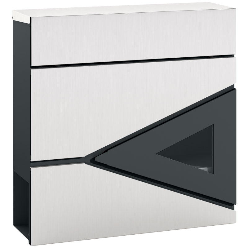 Wall Mounted Post Box with Viewing Window and 2 Lock Galvanised Steel ...