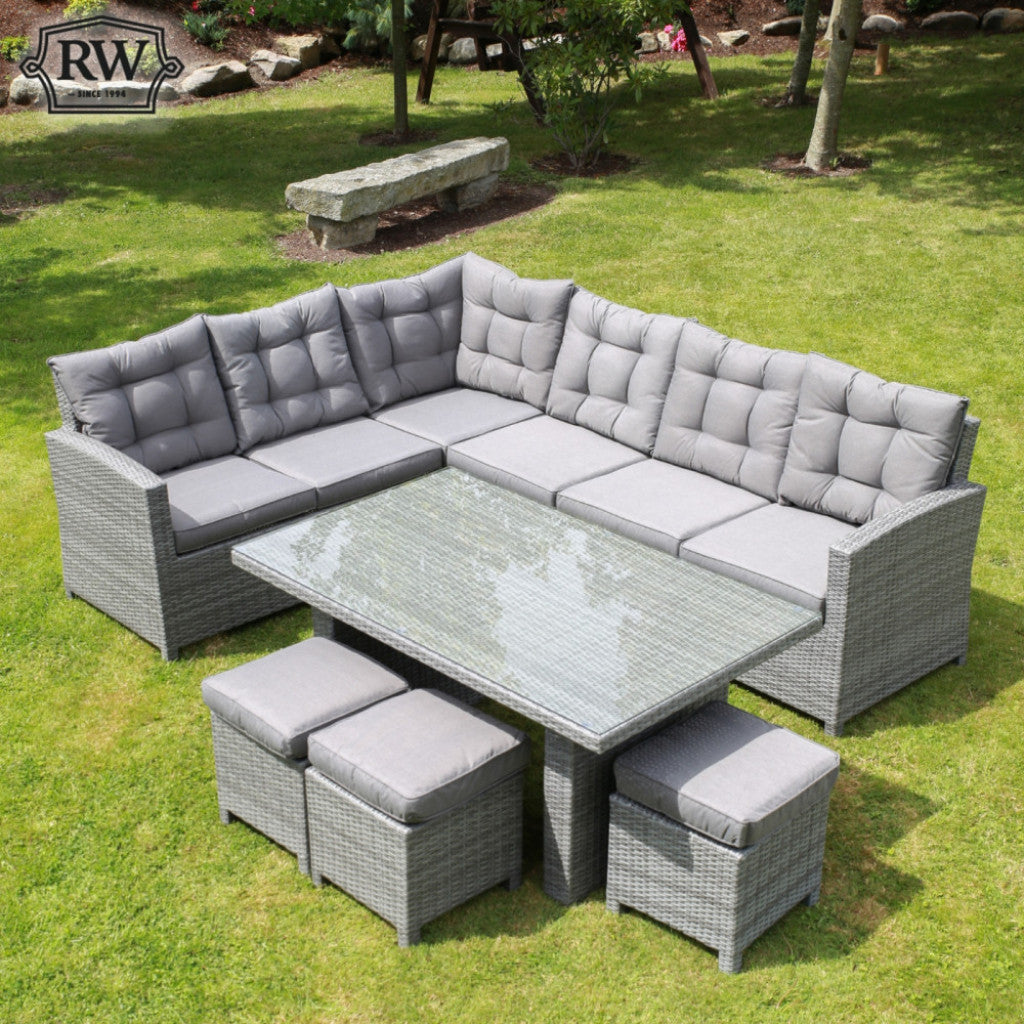 Cuba - Corner Set with Rectangular Table (Light Grey) – Rathwood